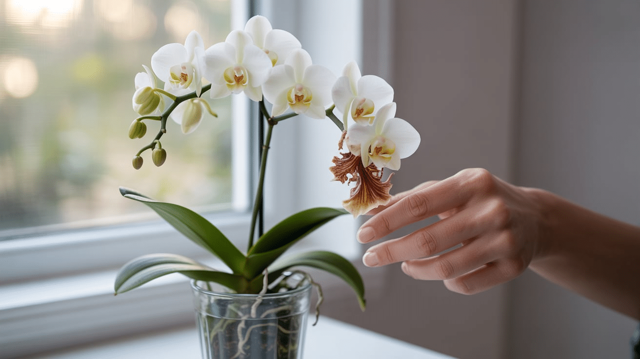 Fixing Your Orchid Stem Turning Brown - The Painted Hinge