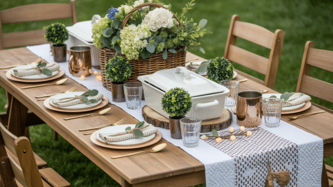 How to Set up A Potluck Table Plus Decorations Ideas - The Painted Hinge