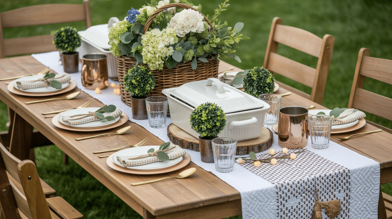 How to Set up A Potluck Table Plus Decorations Ideas - The Painted Hinge