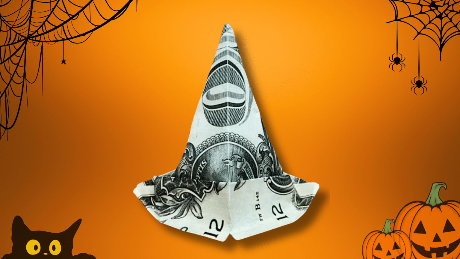 Fold a Dollar Bill into a Witch Hat: Easy Money Origami - The Painted Hinge